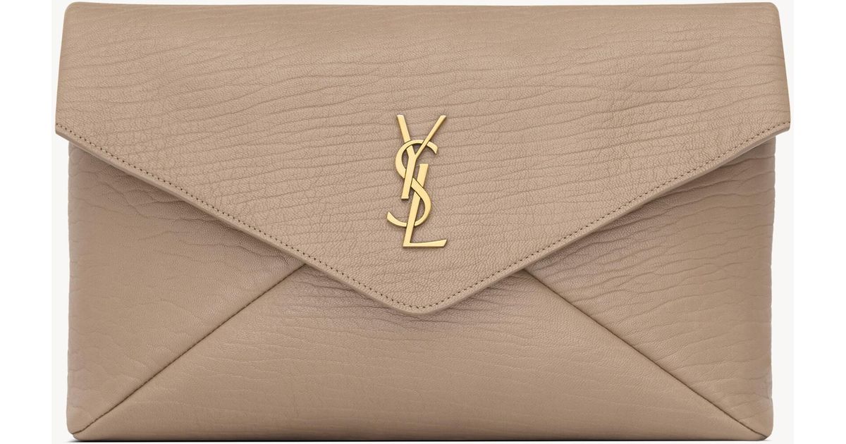 Saint Laurent Cassandre Large Envelope Pouch in Natural | Lyst