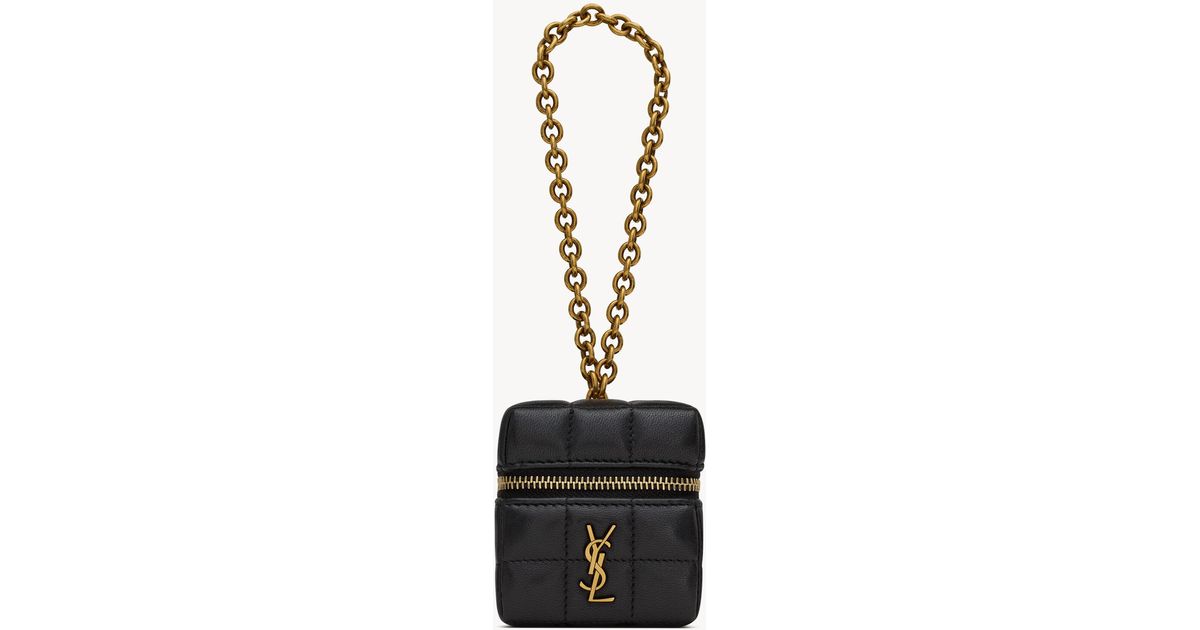 Saint Laurent Cassandre Matelassé Carré Mini Cube On Chain in White ...