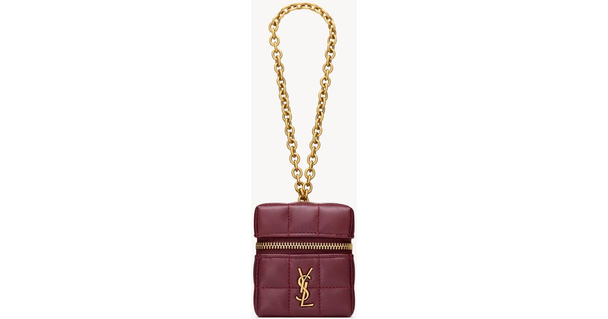 Saint Laurent Cassandre Matelassé Carré Mini Cube On Chain in White | Lyst