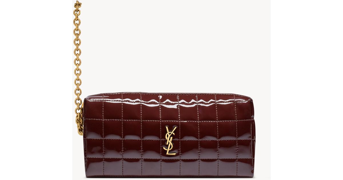 Saint Laurent Cassandre Matelassé Carré Pouch On Chain in Red | Lyst