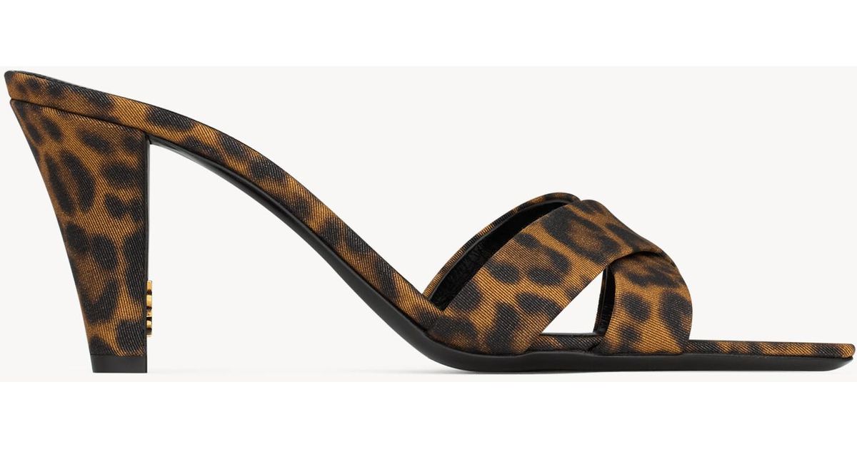 Saint Laurent Jill 75 Leopard-Print Satin Mules | Lyst