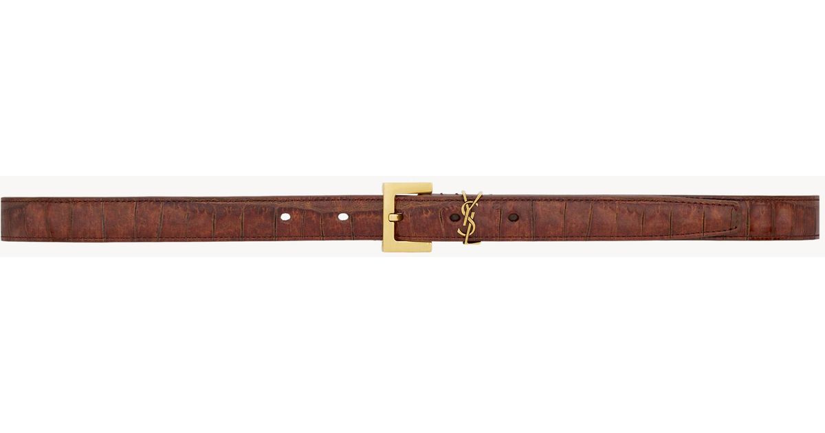 Saint Laurent Cassandre Thin Belt in Natural | Lyst