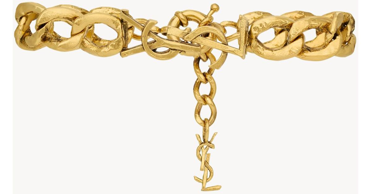 Saint Laurent Cassandre Chain Bracelet in White | Lyst UK