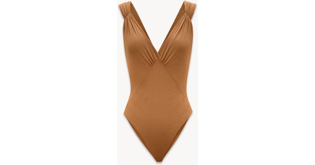 Saint Laurent Cross-Back Bodysuit in White | Lyst