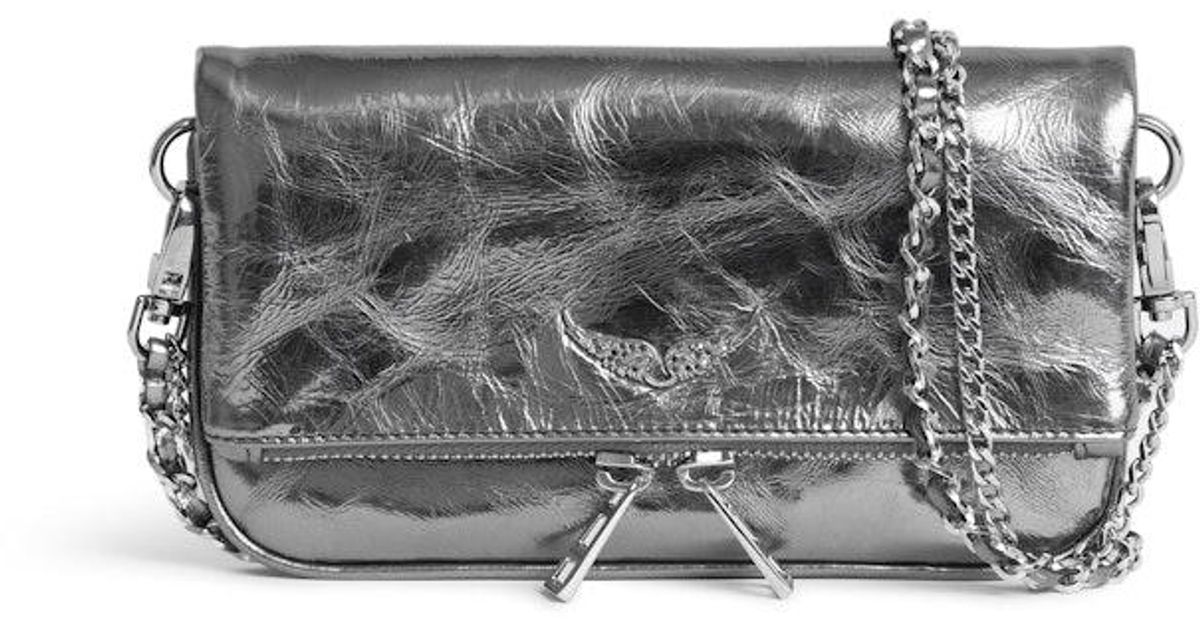 Zadig & Voltaire Rock Nano Vintage Metal Clutch in Grey | Lyst UK