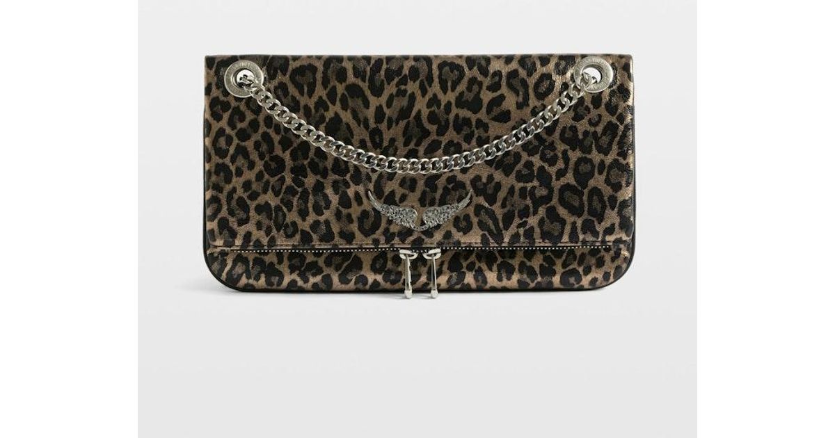 Zadig & Voltaire Rock Ii Metal Leopard Clutch in Black | Lyst