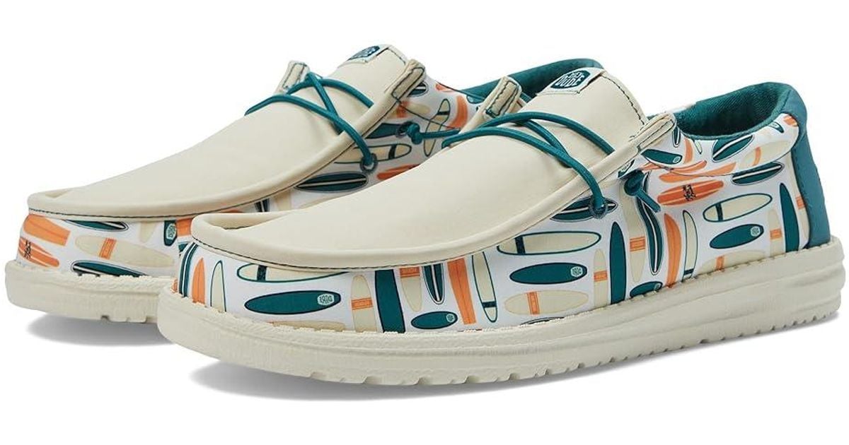 HEYDUDE Wally Surfboard Shoes Tan/Multi, Fabric/Lace/Rubber in Blue for ...
