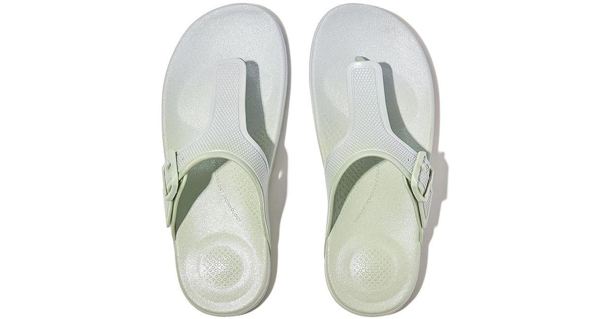 Fitflop Iqushion Iridescent Adjustable Buckle Flip-Flops (Sagebrush ...
