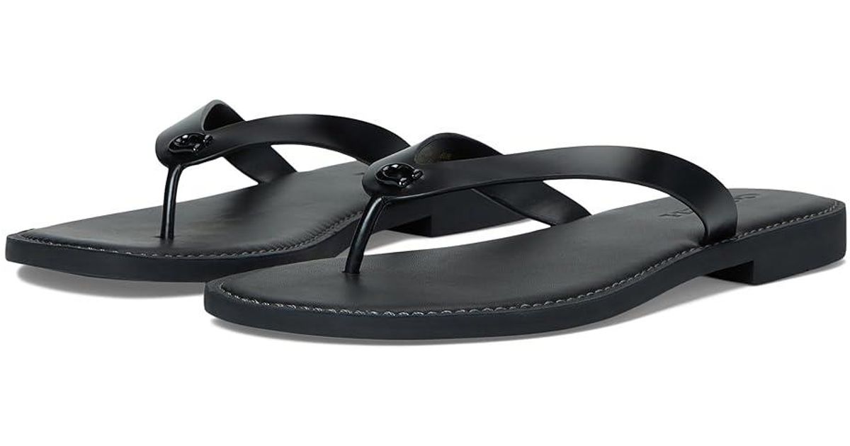 COACH Brianna Flip Flop Shoes, Leather in Black | Lyst