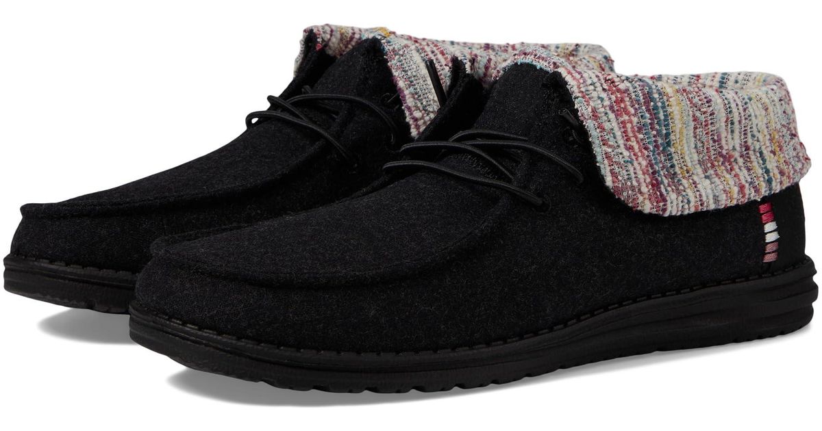 Hey Dude Wendy Wooly Twill Fold Boot In Black Lyst