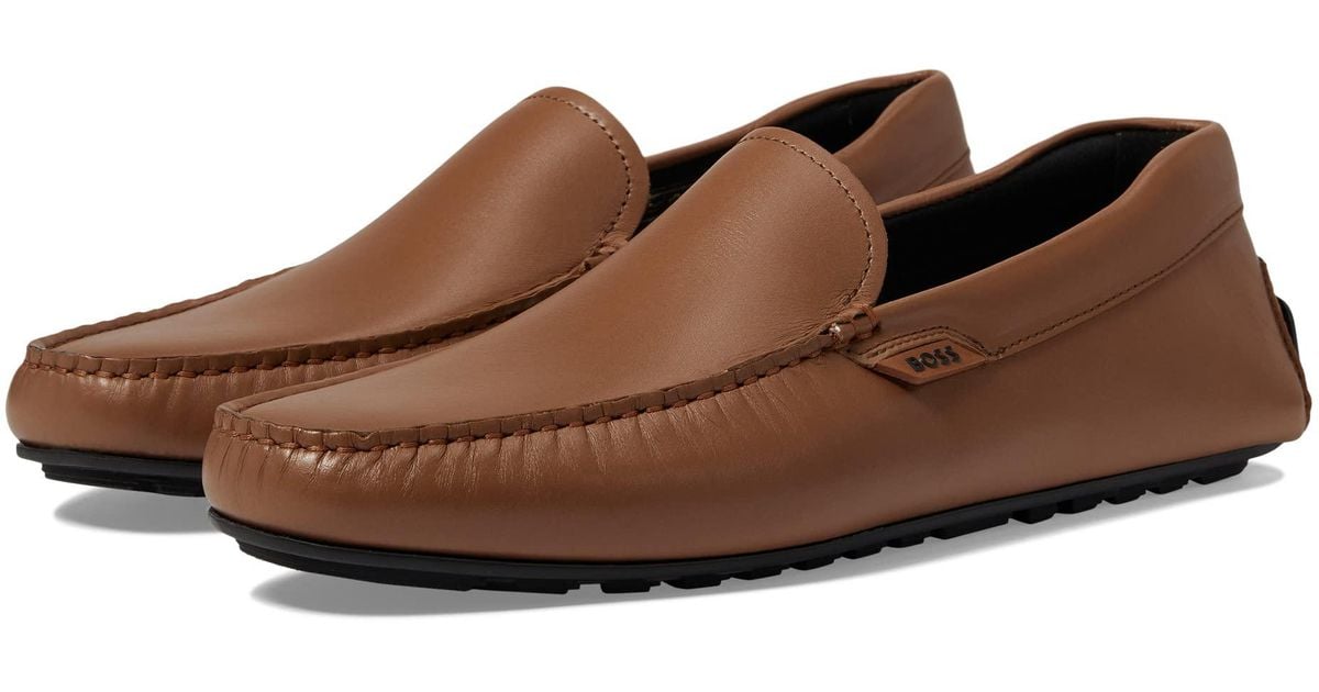 BOSS by HUGO BOSS Noel Smooth Leather Moccasins in Brown for Men | Lyst