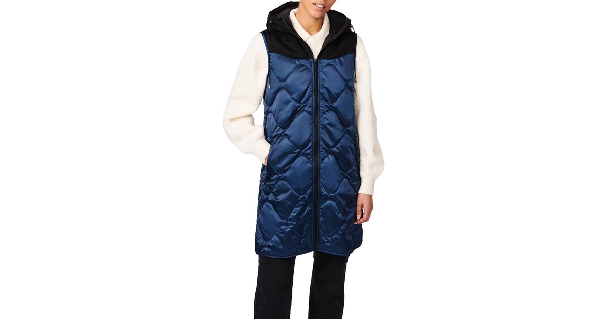 Bernardo Wave Quilt Hooded Long Vest in Blue | Lyst Bernardo Wave Quilt Hooded Long Vest in Blue | Lyst