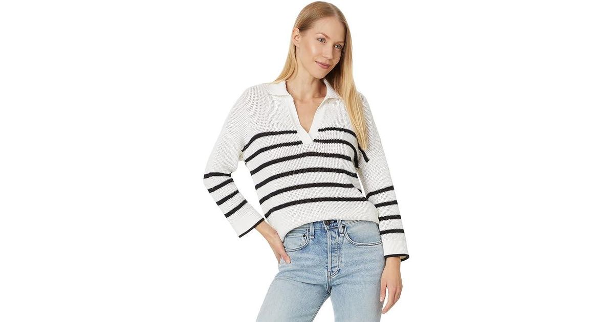 Lilla P Textured Stripe Polo Sweater (Husk/) Clothing in Black | Lyst