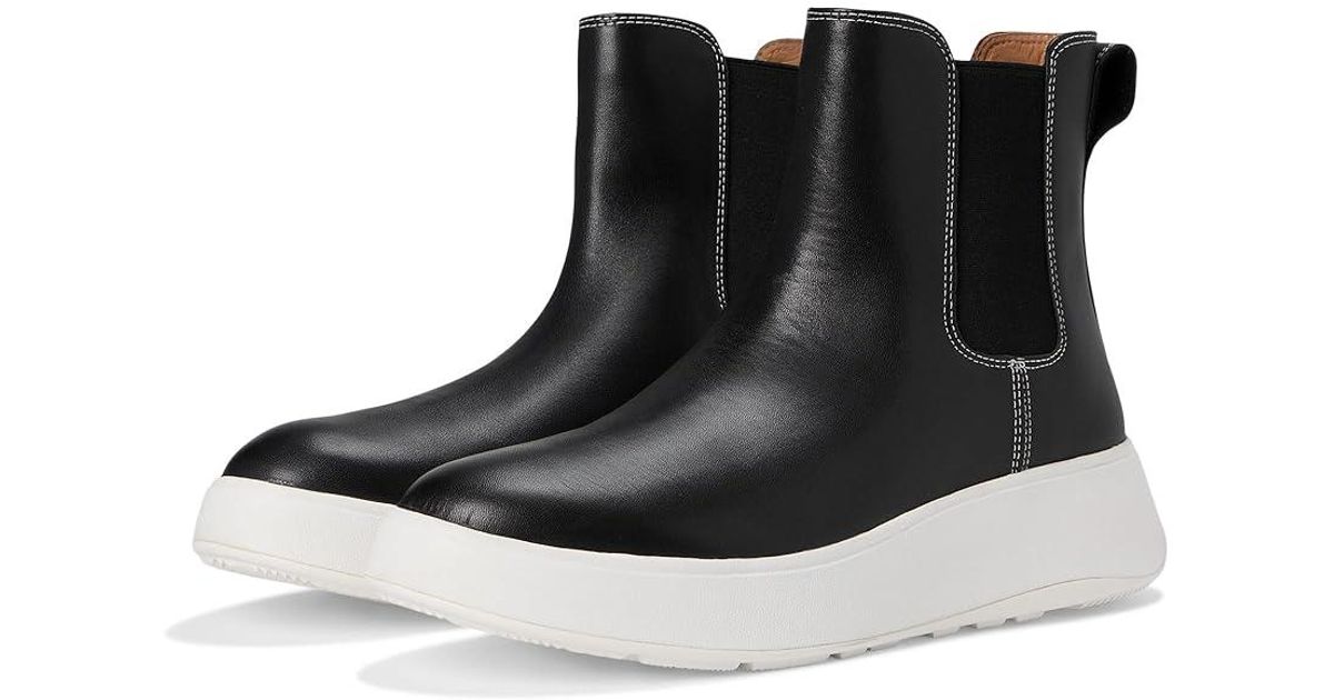 Fitflop Leather Flatform Chelsea Boots in Black | Lyst