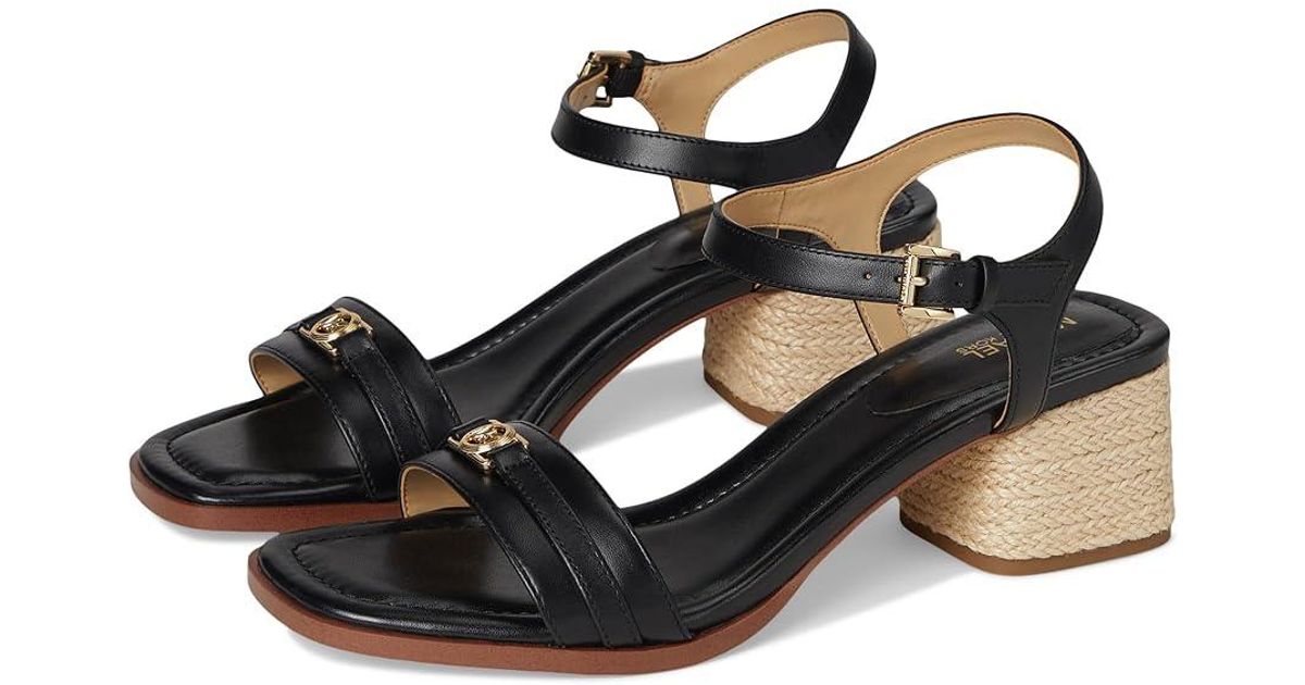 MICHAEL Michael Kors Mandy Mid Sandal Sandals, Leather in Black | Lyst