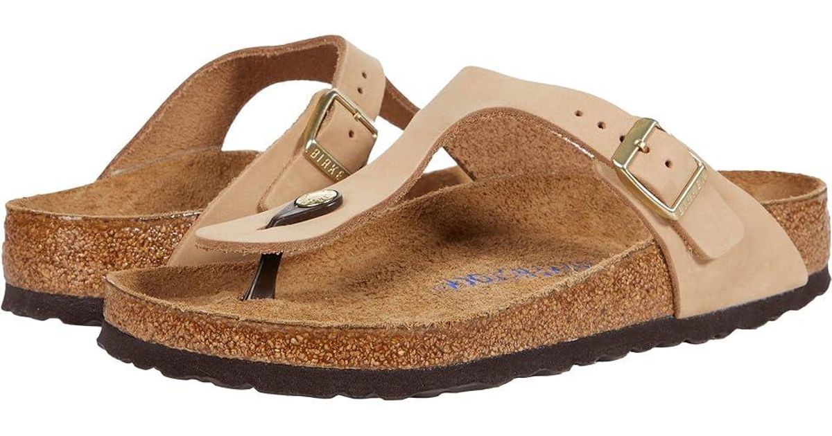Birkenstock Gizeh Soft Footbed Sandals, Suede in Brown | Lyst