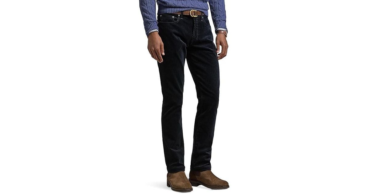Polo Ralph Lauren Varick Slim Straight Corduroy Pants (Aviator) Clothing in Black for Men | Lyst