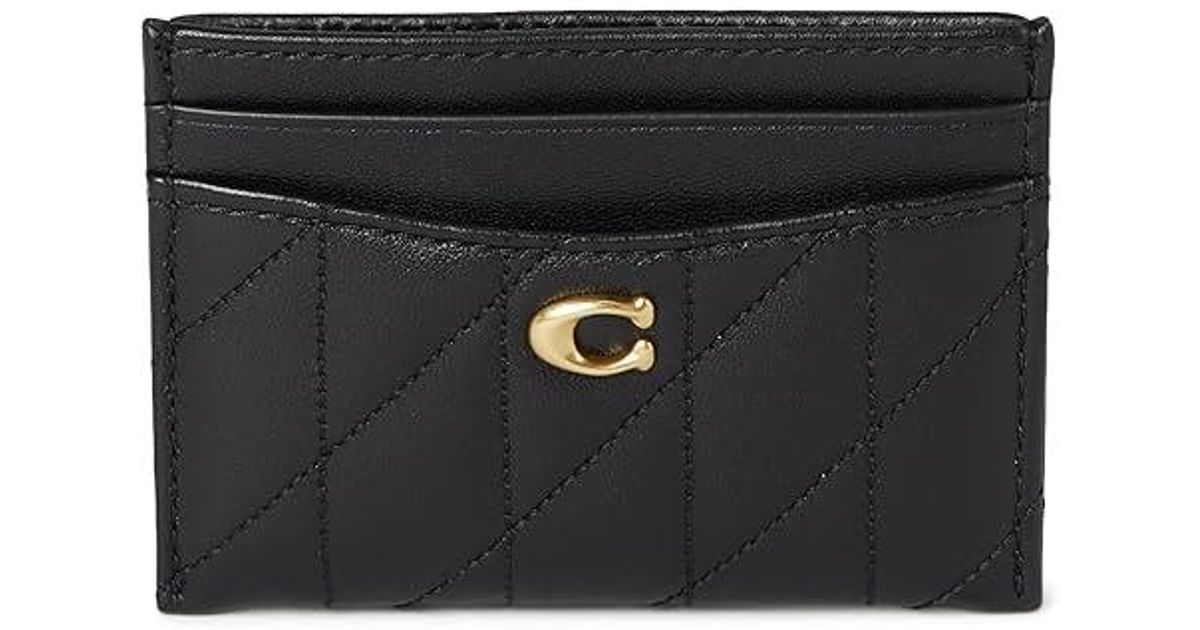 COACH Card Case With Pillow Quilting Wallet Handbags, Leather in Black ...