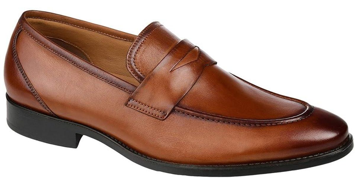 Thomas & Vine Bishop Apron Toe Penny Loafer Shoes, Leather in Brown for ...