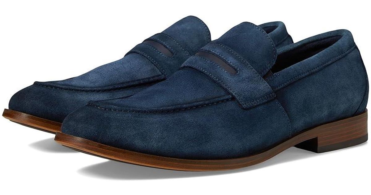 Stacy Adams Burke Penny Slip-On ( Suede) Lace Up Wing Tip Shoes in Blue ...