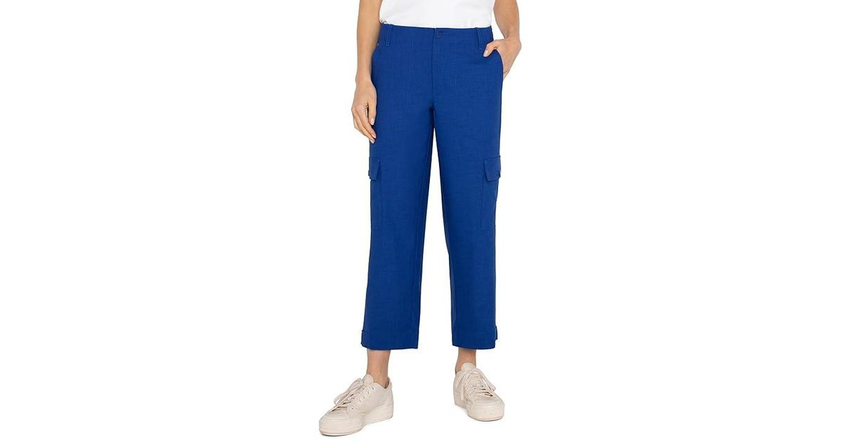 Liverpool Los Angeles Cargo Mid-Rise Crop With Tab Hem Textured Stetch ...