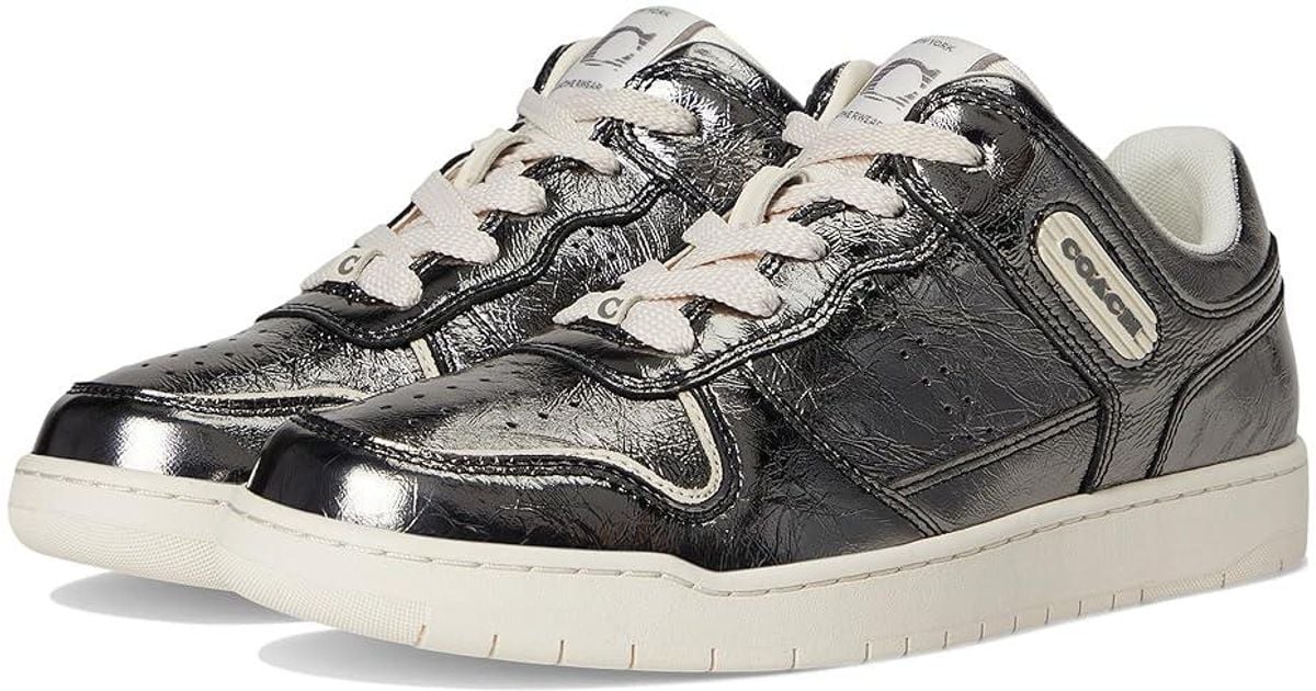 COACH C201 Crinkle Metallic Sneaker Shoes, Leather/Rubber/Textile | Lyst