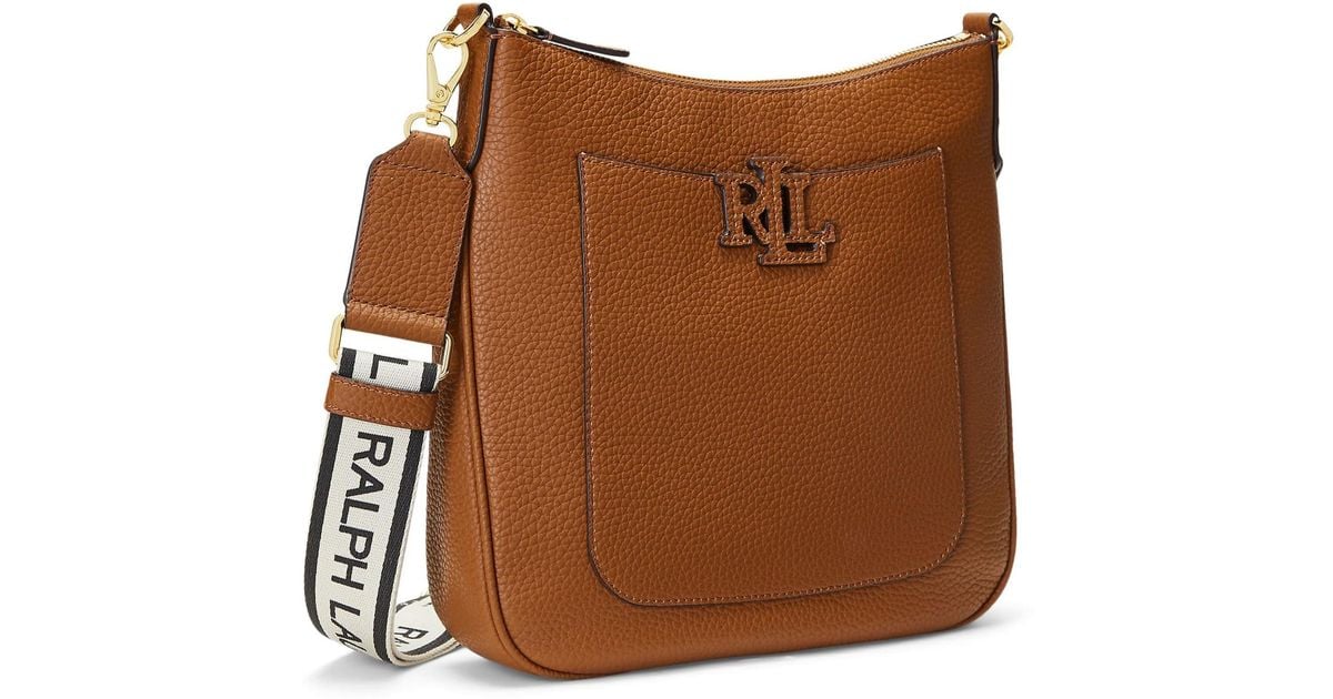Lauren by Ralph Lauren Pebbled Leather Large Cameryn Crossbody in Brown ...