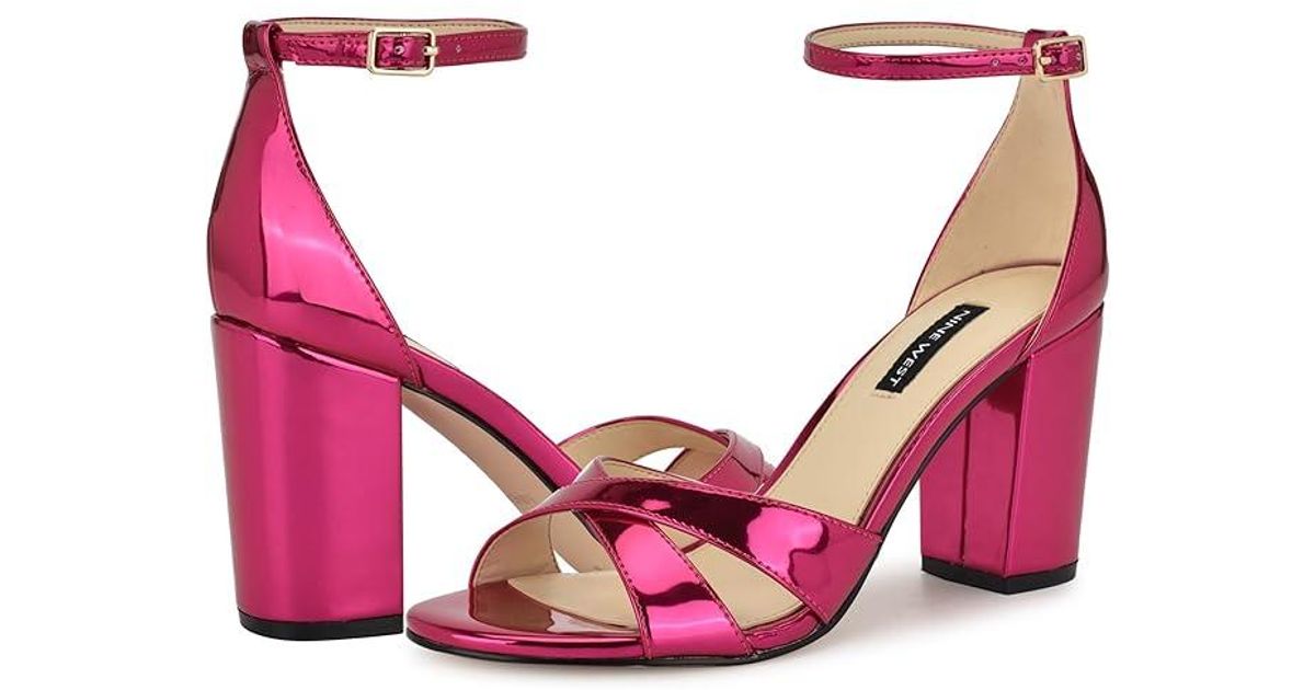 Nine West Saile (Dark Mirror Metallic) Sandals in Red | Lyst