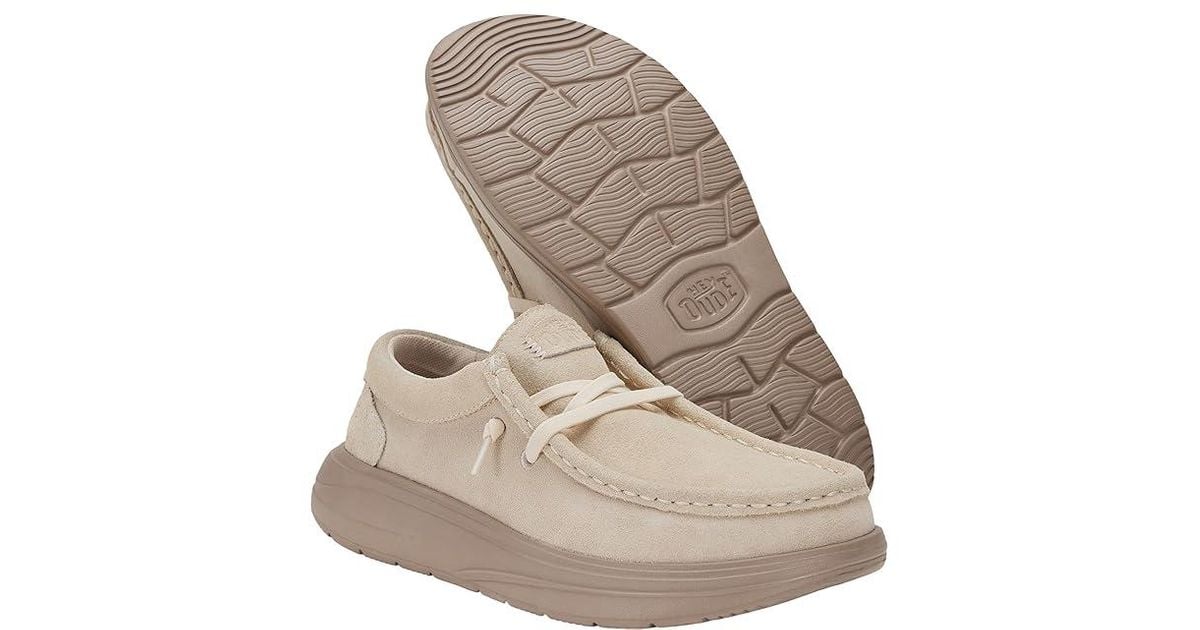 HeyDude Wendy Comf Suede (Blush) Flat Shoes in Natural | Lyst