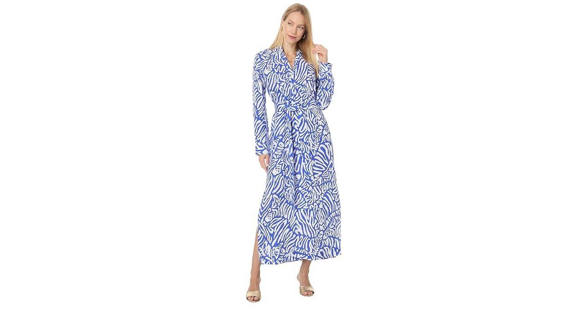 Lilly Pulitzer Millicent Linen Maxi Shirt (Martinique Zee Bebe ...