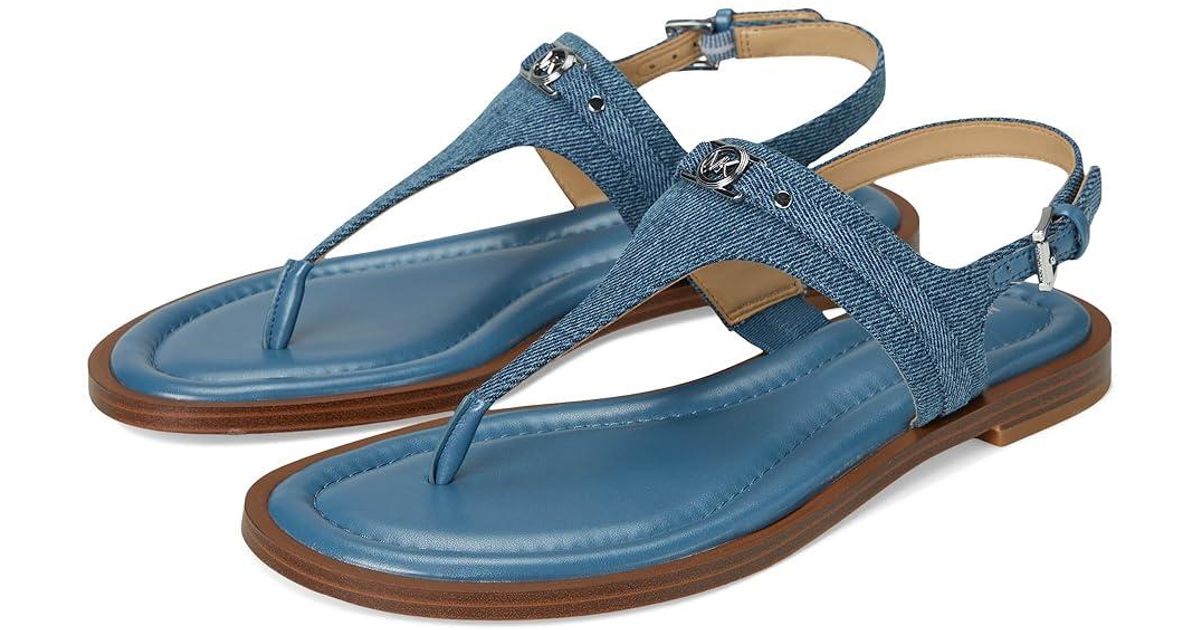 MICHAEL Michael Kors Mandy Thong Sandal Sandals, Leather in Blue | Lyst