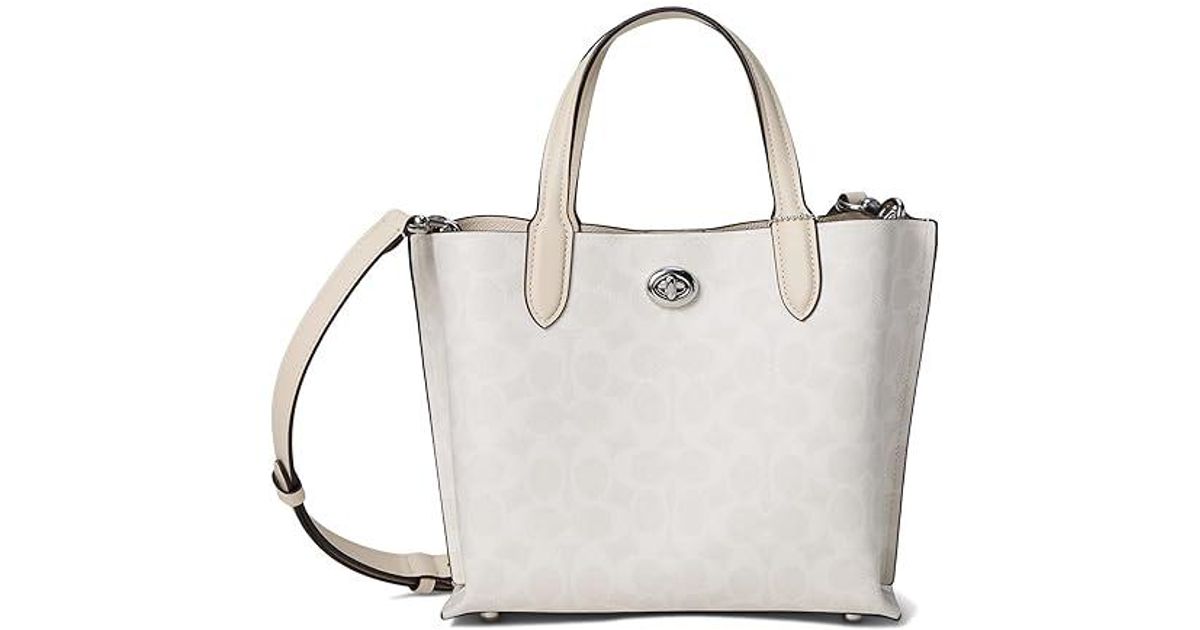 COACH Willow Tote 24 Tote Handbags, Canvas/Leather in White | Lyst