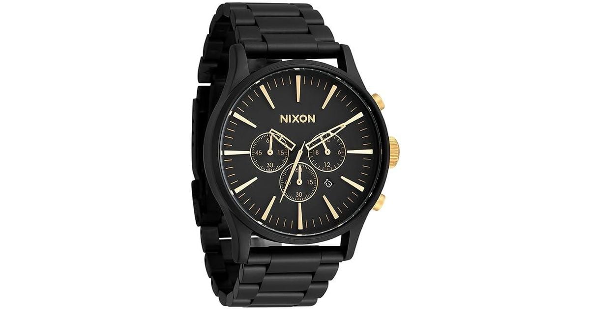 Nixon Sentry Chrono Chronograph Watches Matte/ Stainless Steel in Black ...