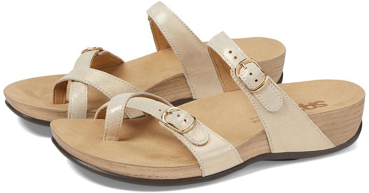 SAS Shelly Adjustable Toe Loop Slide Sandal Shoes 7.5 W in Black | Lyst