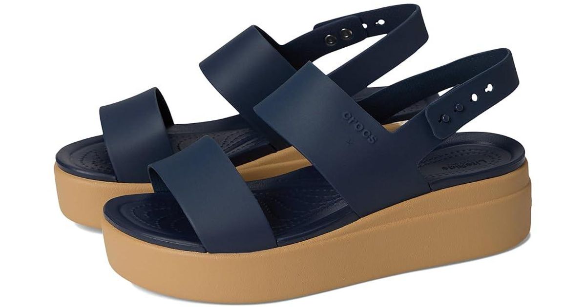 Crocs™ Brooklyn Low Wedge Sandals/Tan in Blue | Lyst