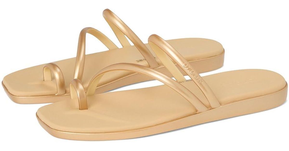 Crocs™ Miami Toe Loop Sandal Flat in Metallic | Lyst