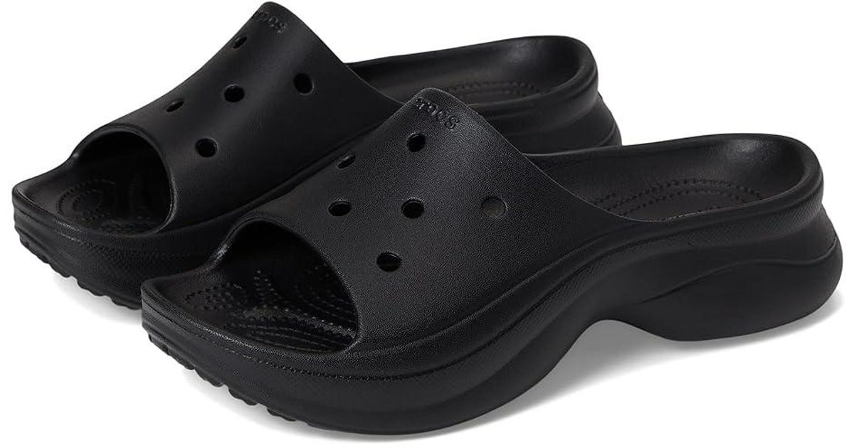 Crocs™ Bae Slide, Platform Sandals For Sandals, Synthetic in Black | Lyst
