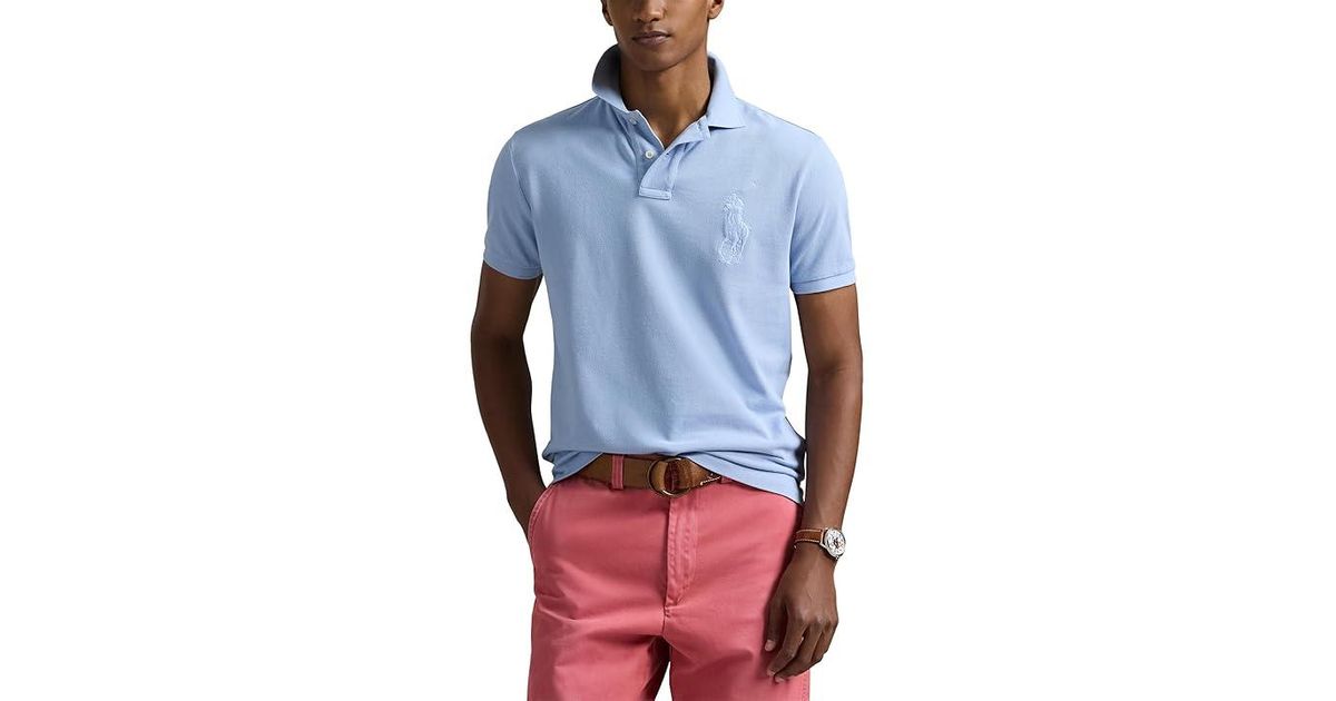 Polo Ralph Lauren Custom Slim Fit Big Pony Mesh Polo Shirt Clothing, Cotton/Mesh in Blue for Men ...
