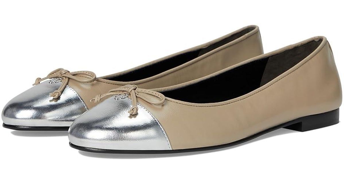 Tory Burch Cap-Toe Ballet (Oyster/) Shoes in Black | Lyst