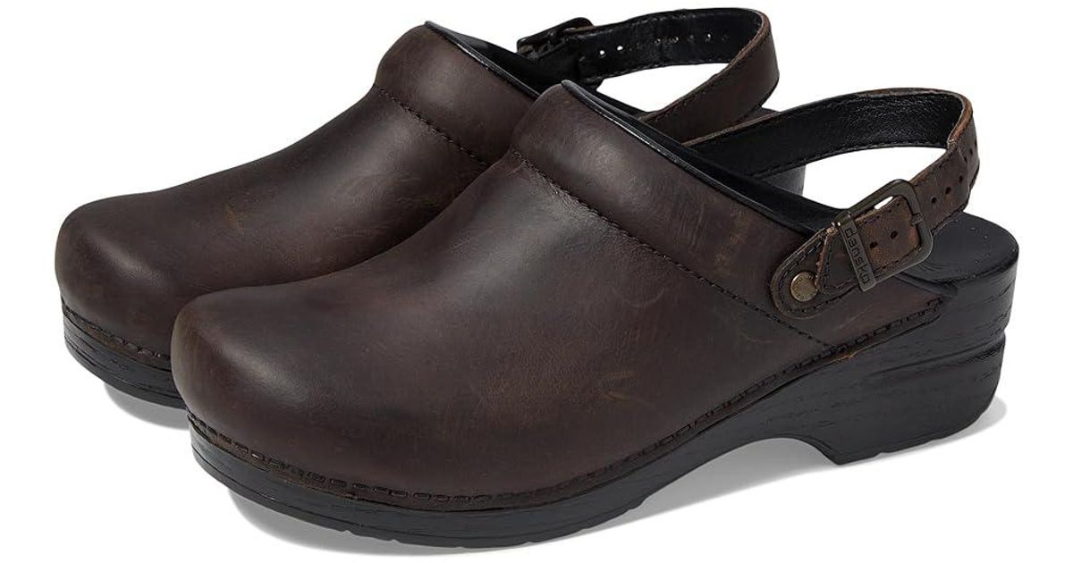 Dansko Ingrid Clog Shoes Antique/ Outsole, Leather in Black | Lyst