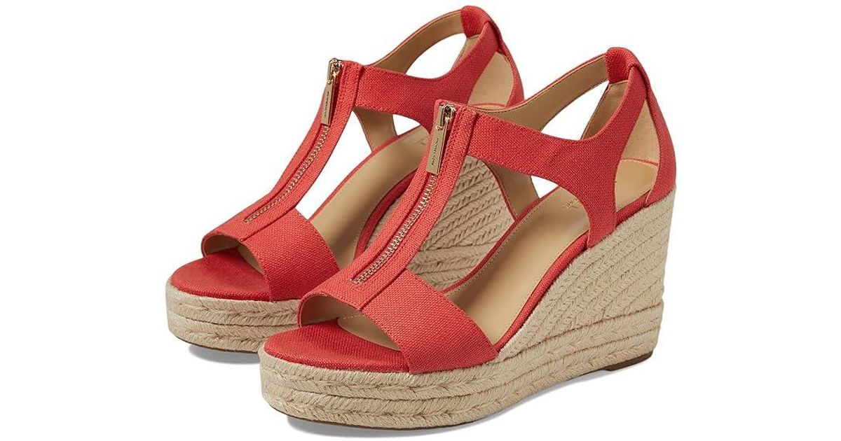 MICHAEL Michael Kors Berkley Mid Wedge Shoes, Manmade in Red | Lyst