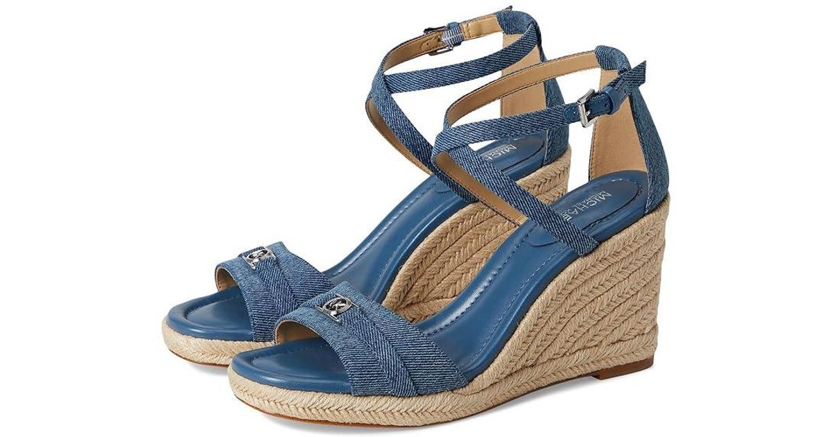 MICHAEL Michael Kors Mandy Wedge Sandals, Leather in Blue | Lyst
