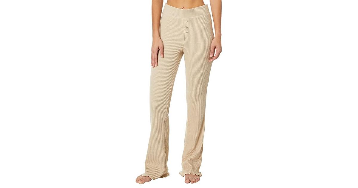 Pj Salvage Reloved Rib Flare Pants (Oatmeal) Pajama in Black | Lyst