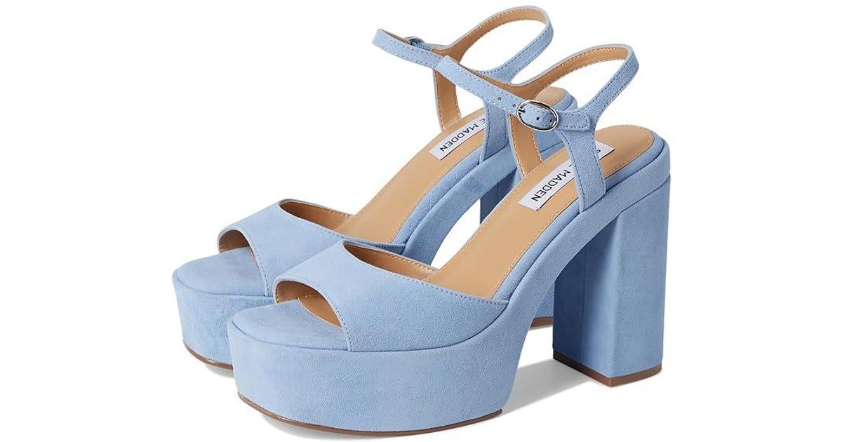 Steve Madden Odina Wedge Shoes, Leather/Suede in Blue | Lyst