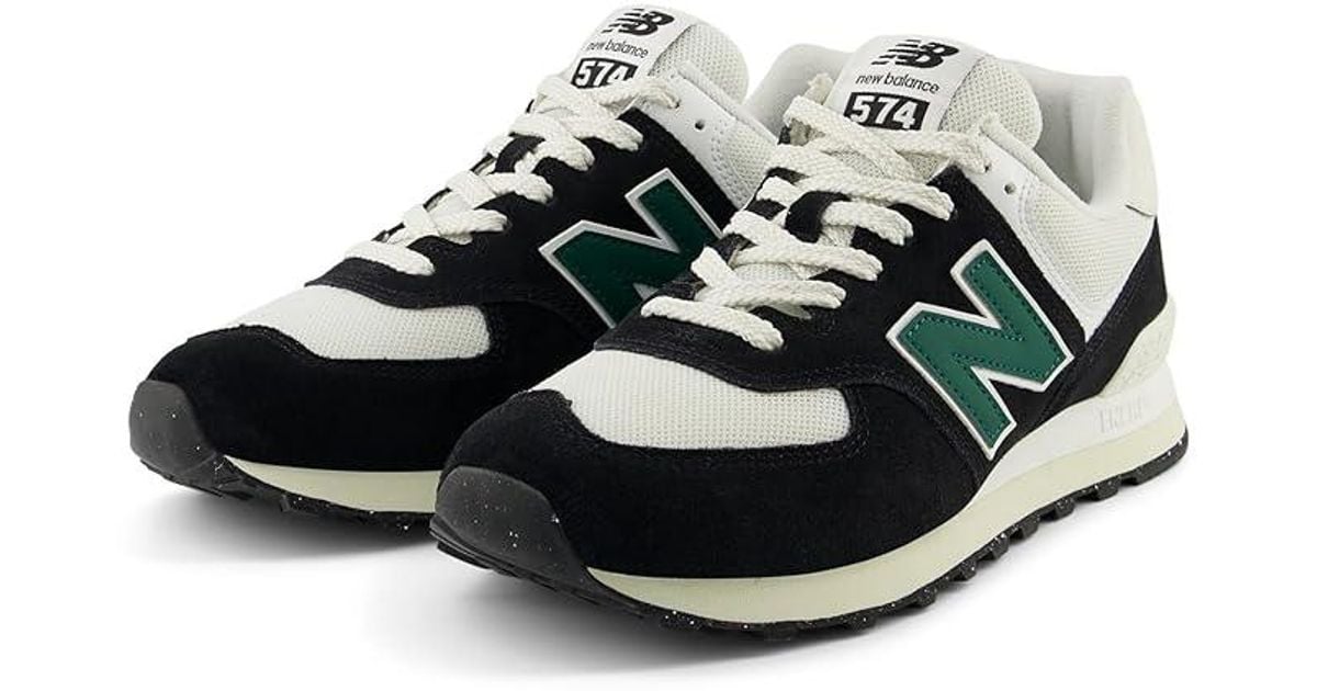 New Balance 574 Suede Sneakers in Black | Lyst