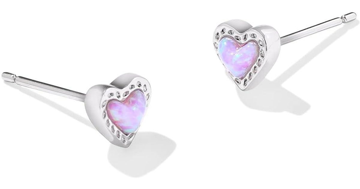 Kendra Scott Mini Ari Heart Stud Earrings ( Bubblegum Kyocera Opal ...