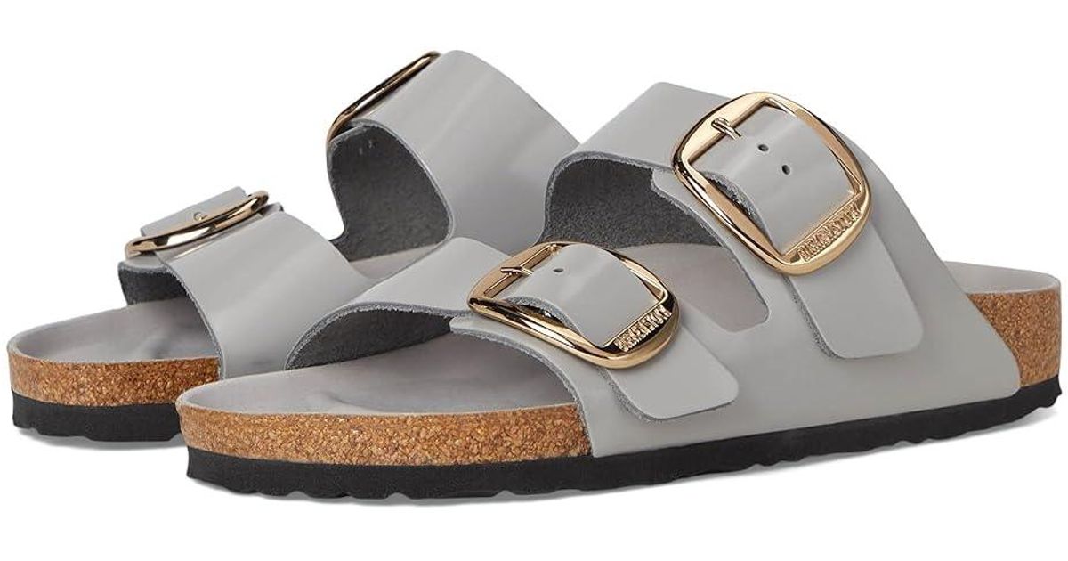 Birkenstock Arizona Big Buckle High Shine Shoes in Gray | Lyst