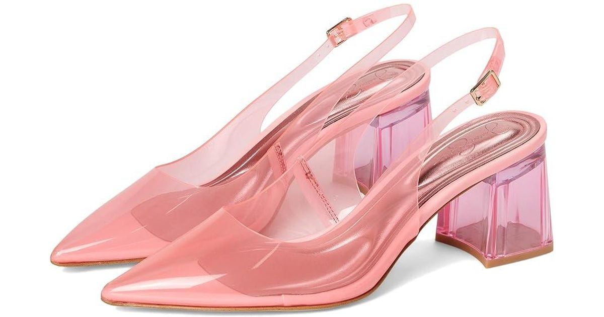 Jessica Simpson Syrina Lucite Slingback Pumps High Heels, Leather ...