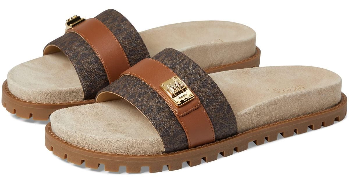 MICHAEL Michael Kors Padma Slide in Brown | Lyst MICHAEL Michael Kors Padma Slide in Brown | Lyst