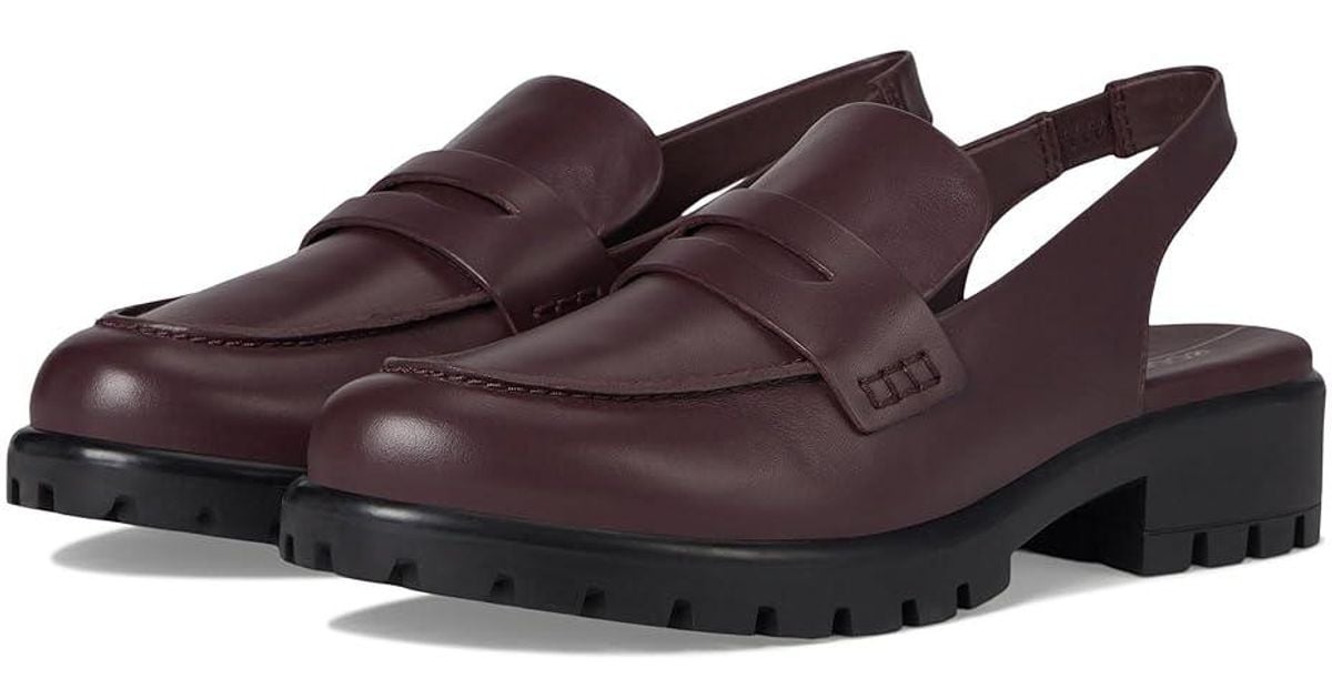 Ecco Modtray Sling Back Penny Loafer Flat Shoes, Leather in Brown | Lyst